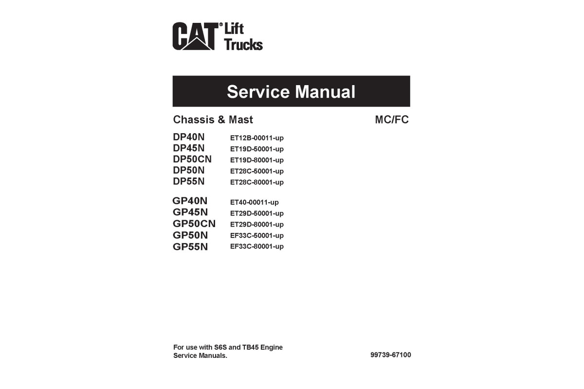 Caterpillar DP40N, DP45N, DP50CN, DP50N, DP55N, GP40N, GP45N, GP50CN ...